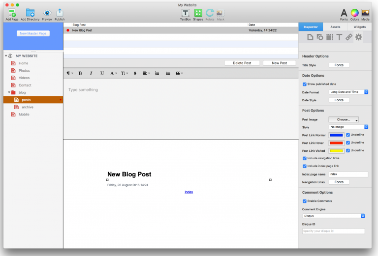 Create Your First Blog Post in EverWeb 2.0! - Website Building for Mac OS X | EverWeb Website ...